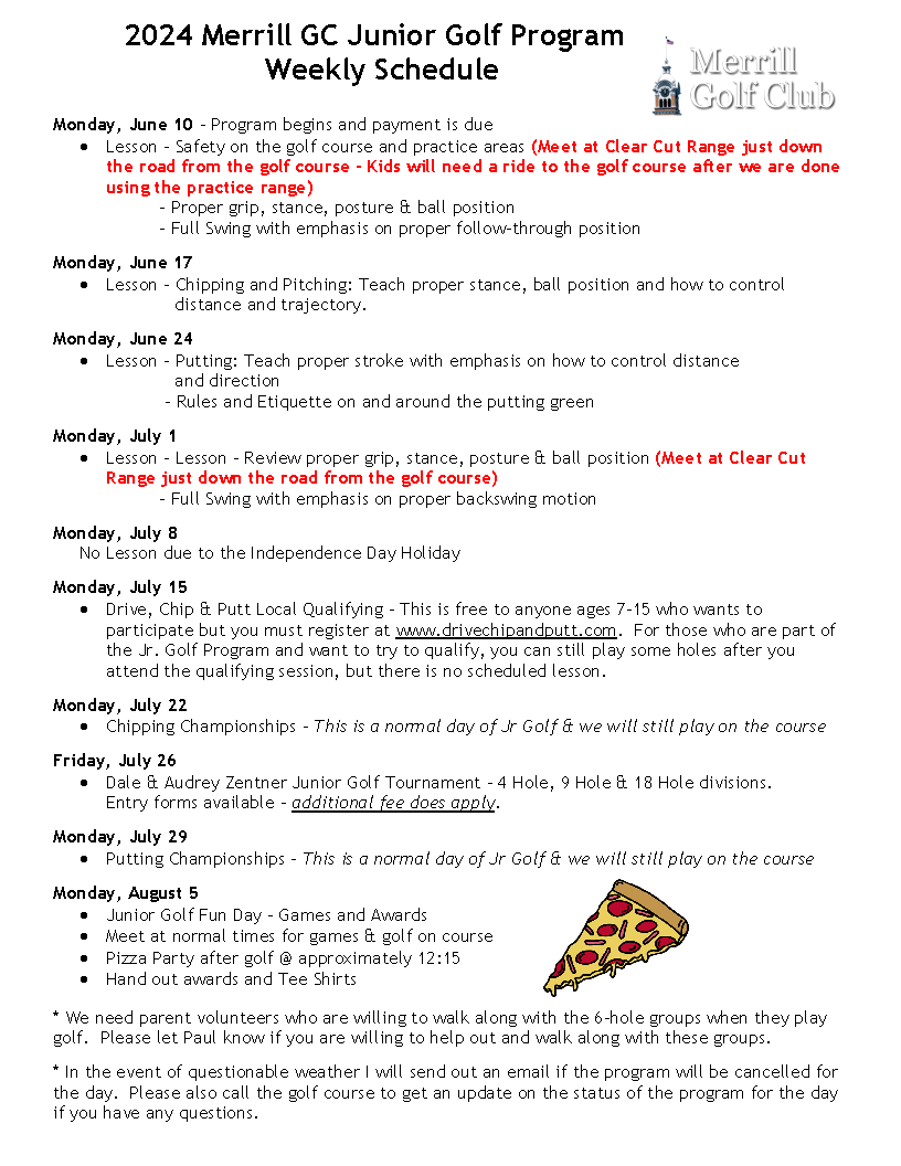 Junior Golf Lesson Program - Merrill Golf Club